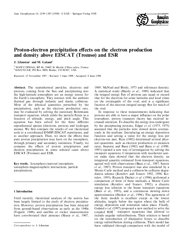 (PDF) Proton-electron precipitation effects on the electron production ...