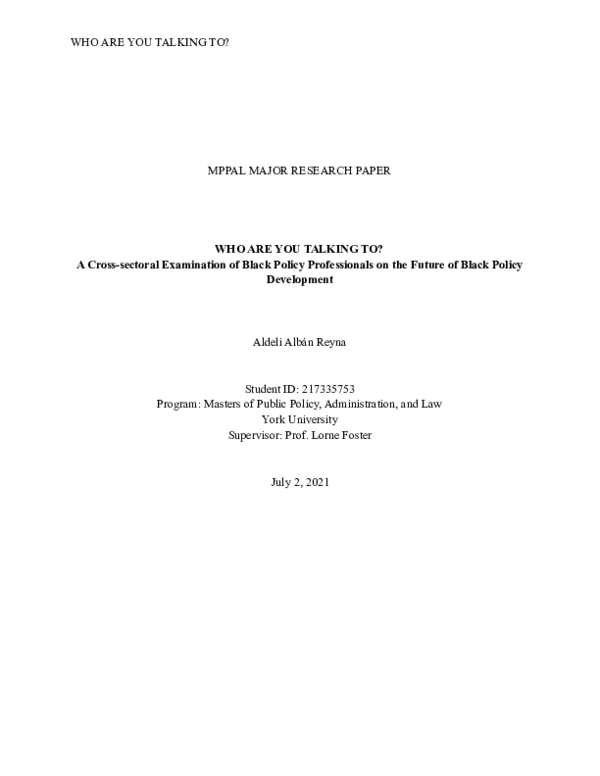 (PDF) WHO ARE YOU TALKING TO? A Cross-sectoral Examination of Black ...