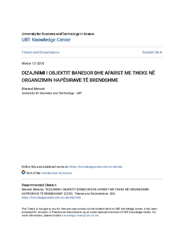 (PDF) Dizajnimi I Objektit Banesor Dhe Afarist Me Theks Në Organizimin ...