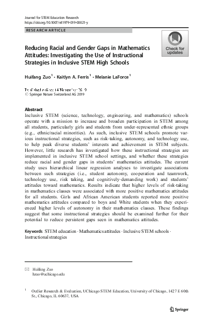 (PDF) Reducing Racial and Gender Gaps in Mathematics Attitudes ...
