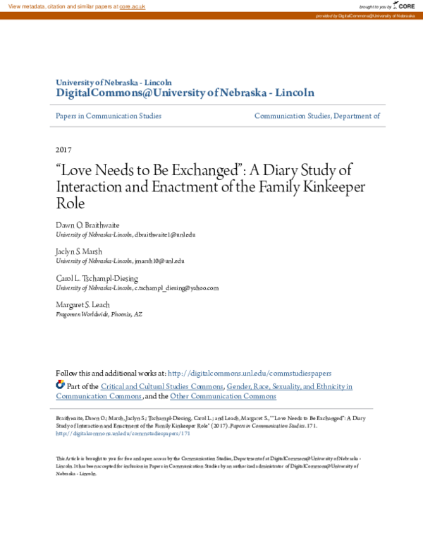 (PDF) “Love Needs to Be Exchanged”: A Diary Study of Interaction and ...