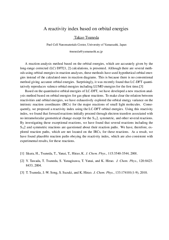 (PDF) Reactivity index based on orbital energies