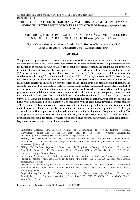 (PDF) THE USE OF CONTINUOUS, TEMPORARY IMMERSION BIOREACTOR SYSTEM AND ...
