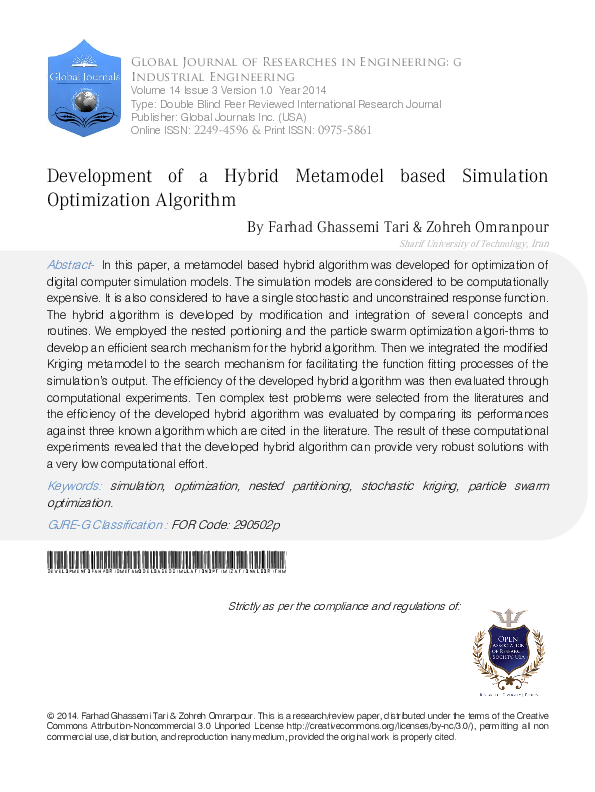 (PDF) Development of a Hybrid Metamodel based Simulation Optimization Algorithm