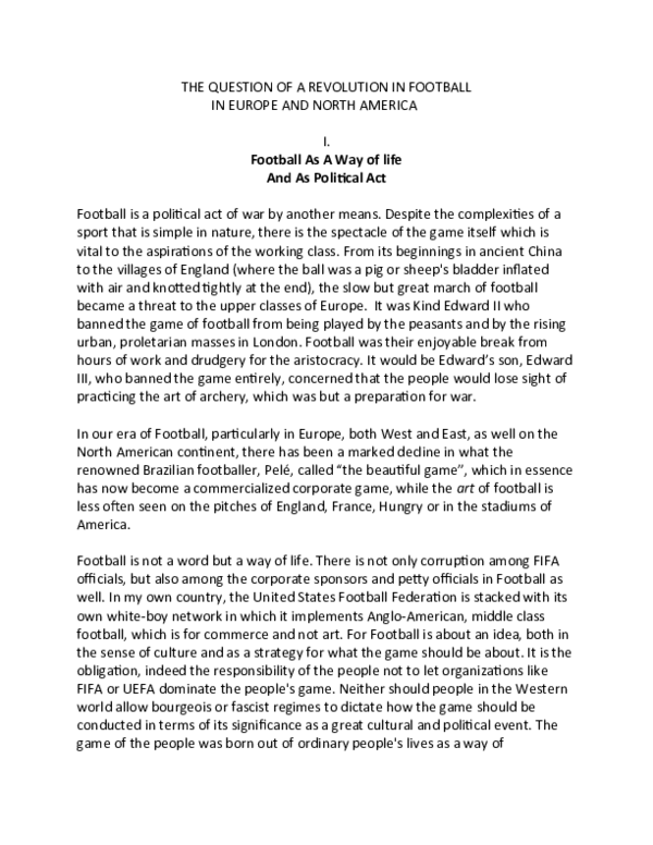 (DOC) THE QUESTION OF A REVOLUTION IN FOOTBALL Essay by Luis Lazaro ...