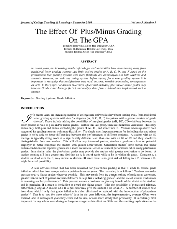 (PDF) The Effect Of Plus/Minus Grading On The GPA