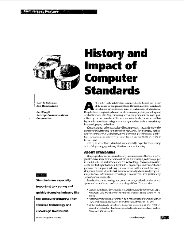 (PDF) History and impact of computer standards