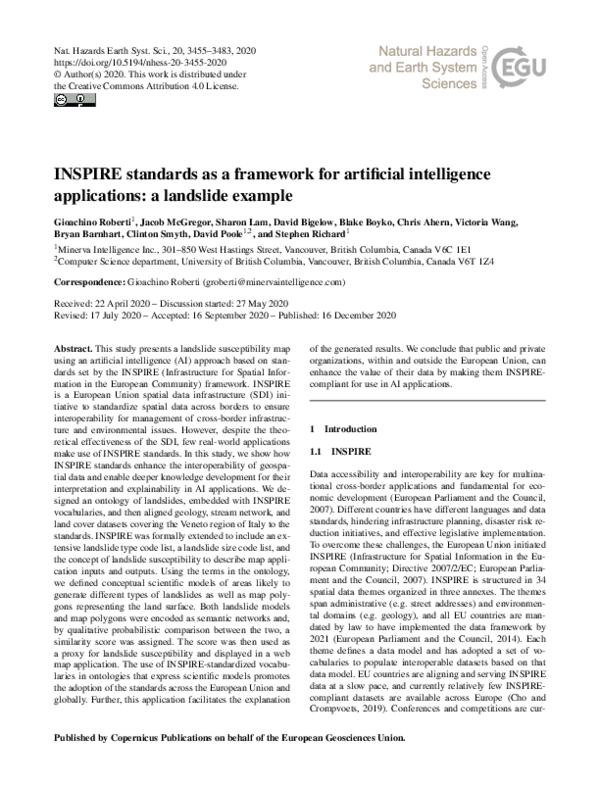 (PDF) INSPIRE standards as framework for artificial intelligence ...