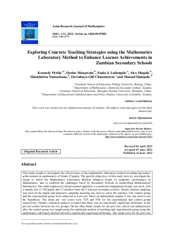 (PDF) Exploring Concrete Teaching Strategies using the Mathematics ...