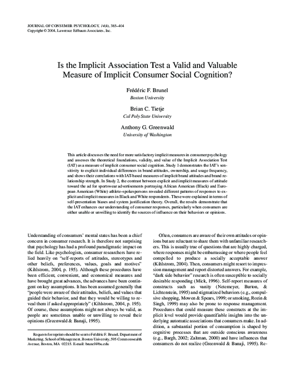 (PDF) Is the Implicit Association Test a Valid and Valuable Measure of ...
