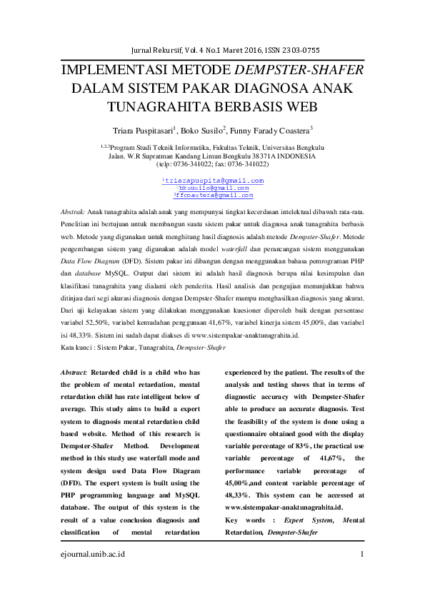 (PDF) Implementasi Metode Dempster-Shafer Dalam Sistem Pakar Diagnosa Anak Tunagrahita Berbasis ...