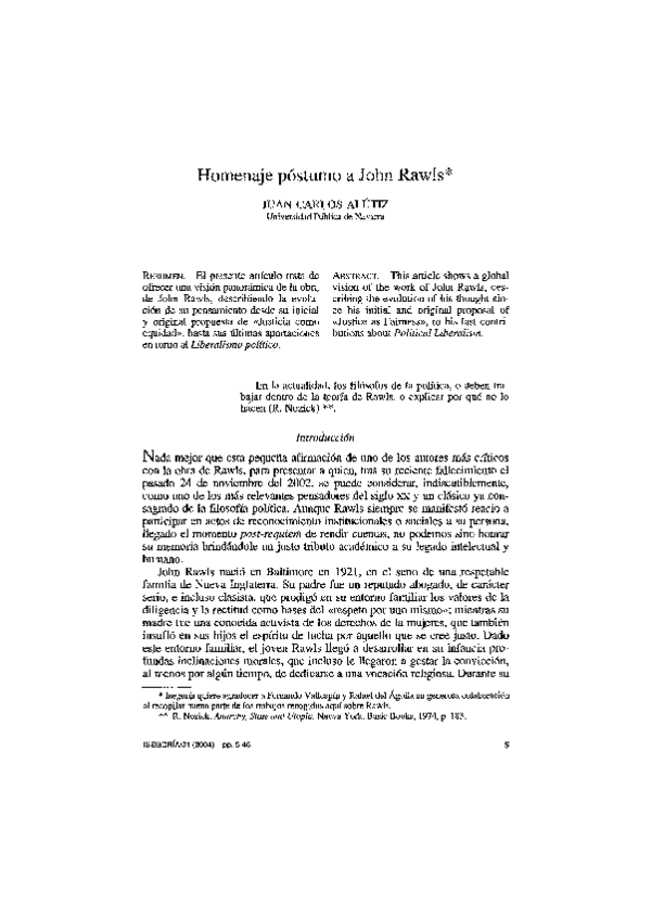 (PDF) Homenaje póstumo a John Rawls