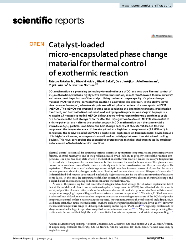 (PDF) Catalyst-loaded micro-encapsulated phase change material for thermal control of exothermic ...