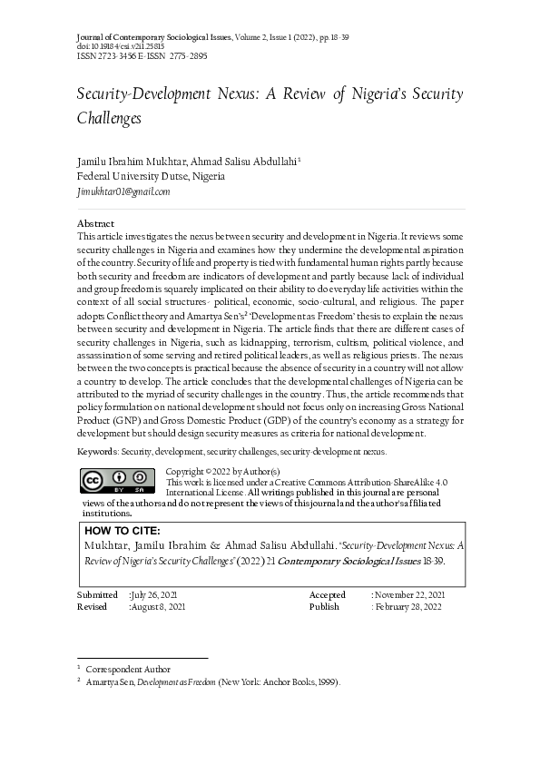 (PDF) Security-Development Nexus