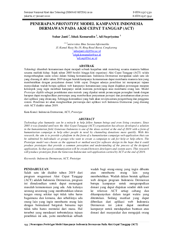 (PDF) Penerapan Prototype Model Kampanye Indonesia Dermawan Pada Aksi Cepat Tanggap (Act ...
