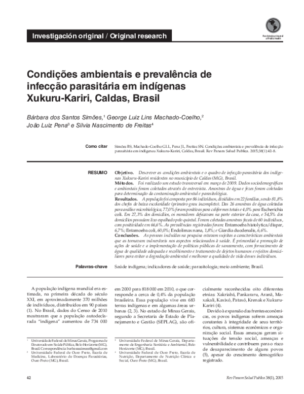 (PDF) Condições ambientais e prevalência de infecção parasitária em ...