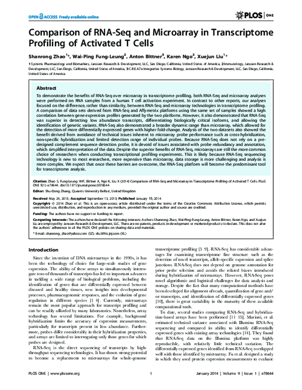 (PDF) Comparison of RNA-Seq and Microarray in Transcriptome Profiling ...