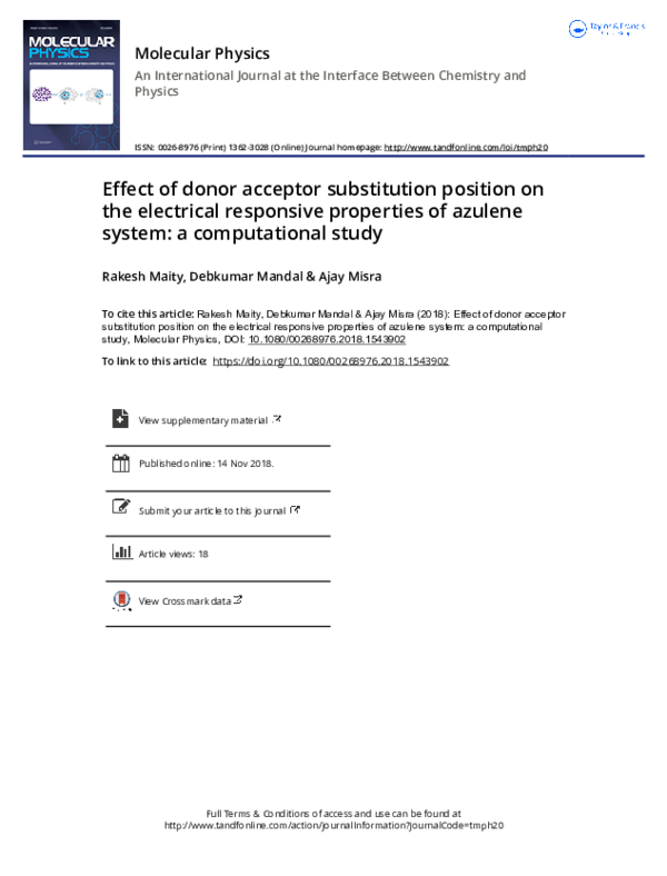 (PDF) Effect of donor acceptor substitution position on the electrical responsive properties of ...