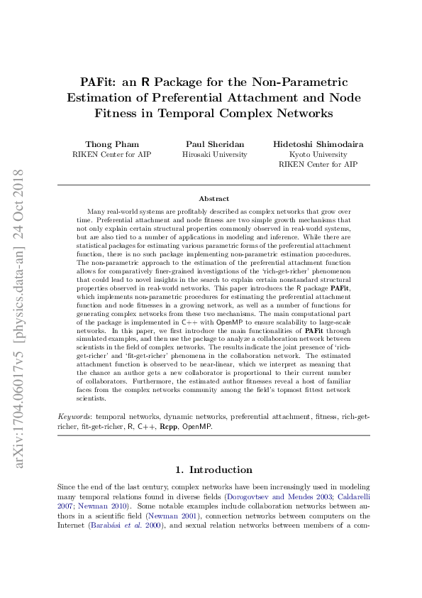 (PDF) PAFit: An R Package for Modeling and Estimating Preferential Attachment and Node Fitness ...