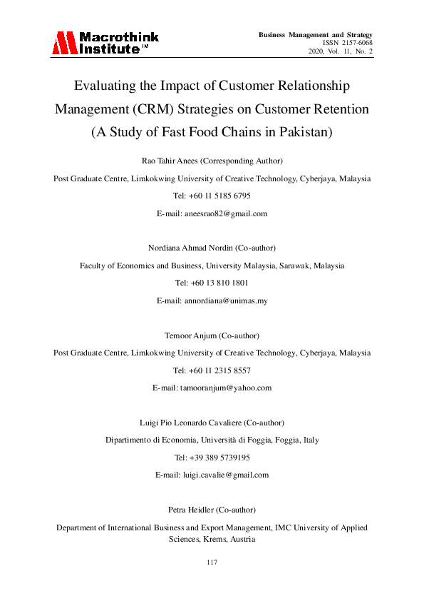 (PDF) Evaluating the Impact of Customer Relationship Management (CRM ...