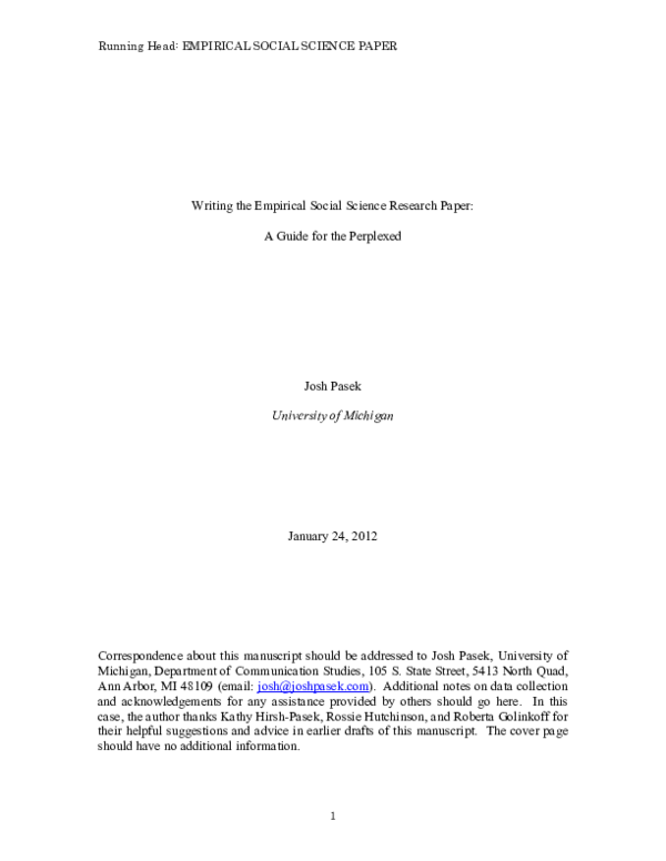 (PDF) Empirical Social Science Research Paper