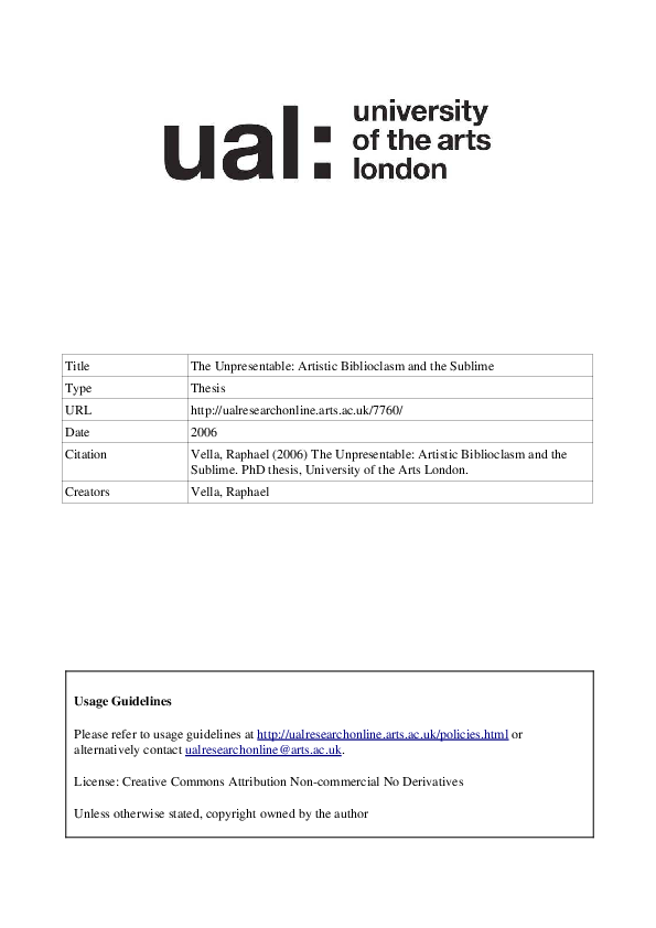 (PDF) The Unpresentable: Artistic Biblioclasm and the Sublime