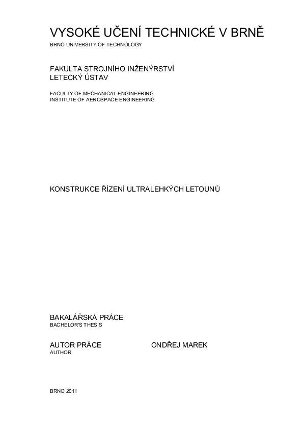 (PDF) Construction of ultralight aircraft control