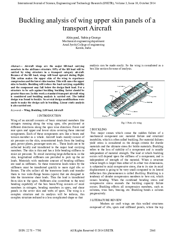 (PDF) Buckling analysis of wing upper skin panels of a transport Aircraft