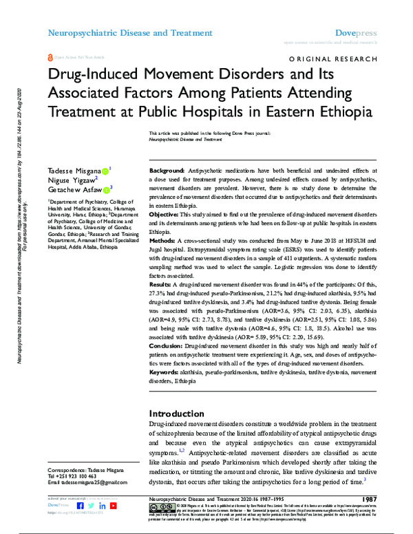 (PDF) Drug-Induced Movement Disorders and Its Associated Factors Among ...