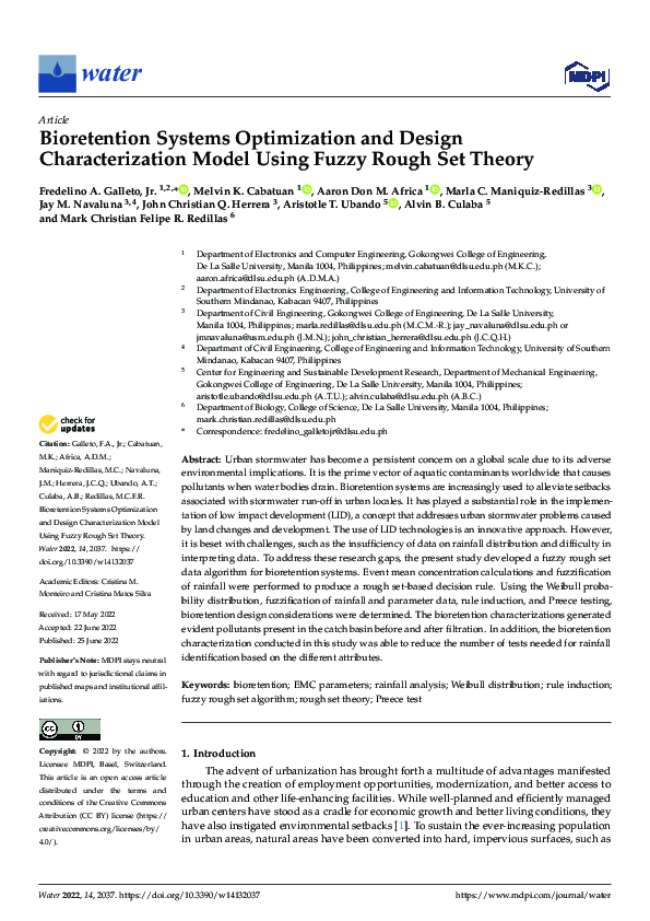 (PDF) Bioretention Systems Optimization and Design Characterization Model Using Fuzzy Rough Set ...