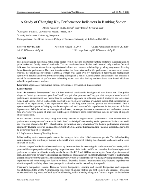 (PDF) A Study of Changing Key Performance Indicators in Banking Sector