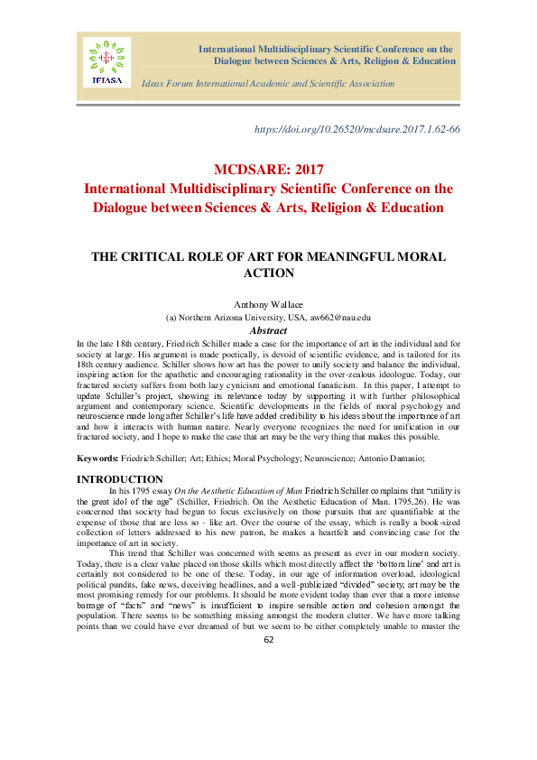(PDF) The Critical Role of Art for Meaningful Moral Action