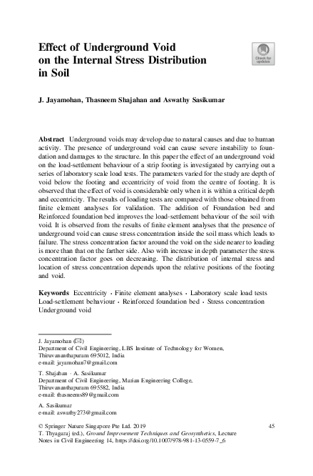 (PDF) Effect of Underground Void on the Internal Stress Distribution in ...