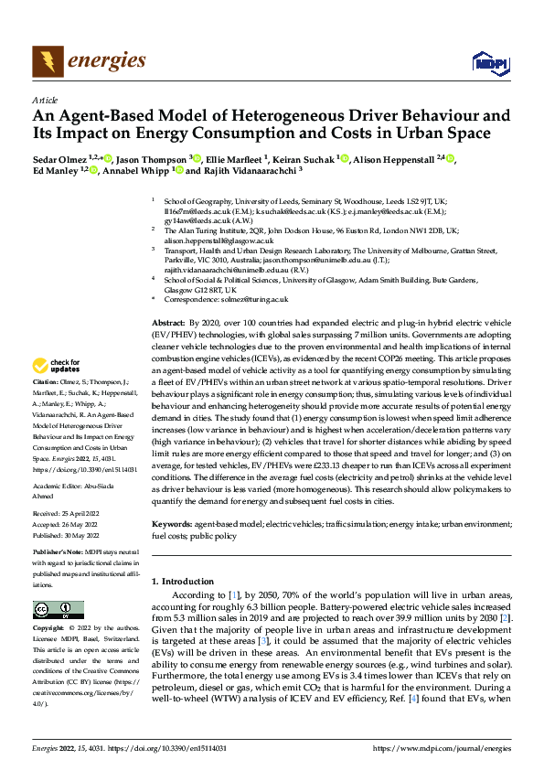 (PDF) An Agent-Based Model of Heterogeneous Driver Behaviour and Its Impact on Energy ...