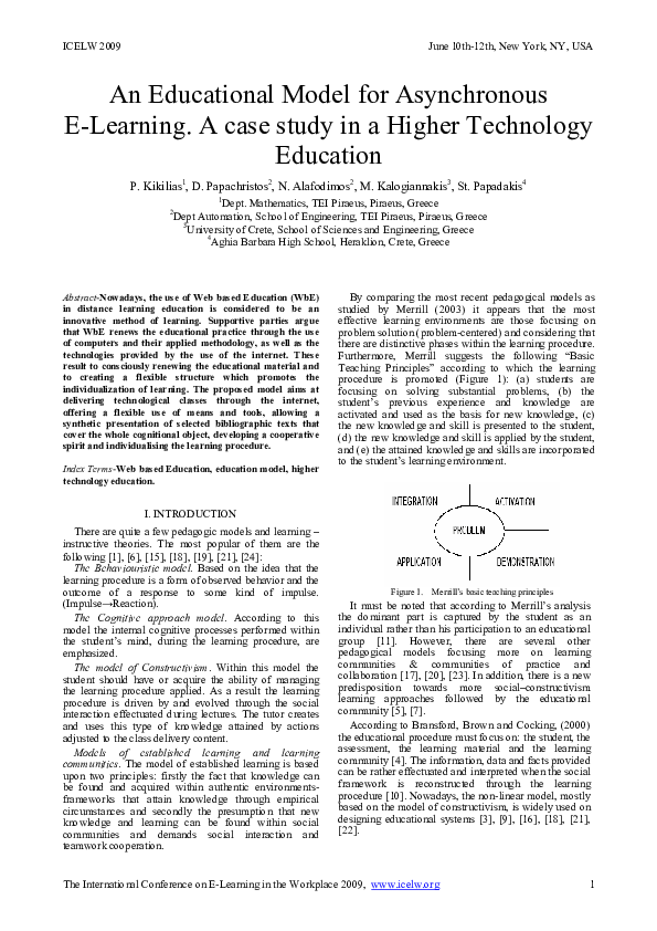 (PDF) An Educational Model for Asynchronous E-Learning. A case study in a Higher Technology ...