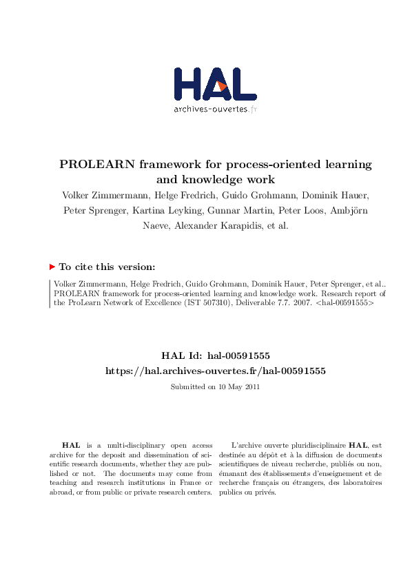 (PDF) PROLEARN framework for process-oriented learning and knowledge work