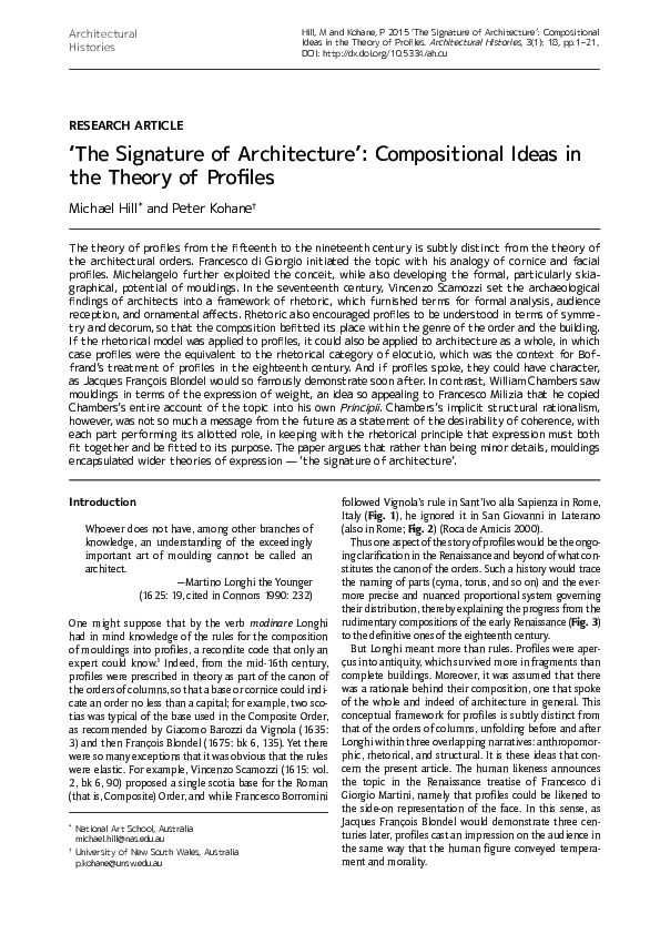 Pdf ‘the Signature Of Architecture Compositional Ideas In The Theory Of Profiles
