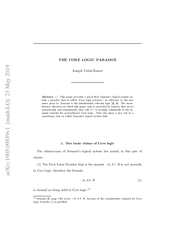 (PDF) The Core Logic Paradox