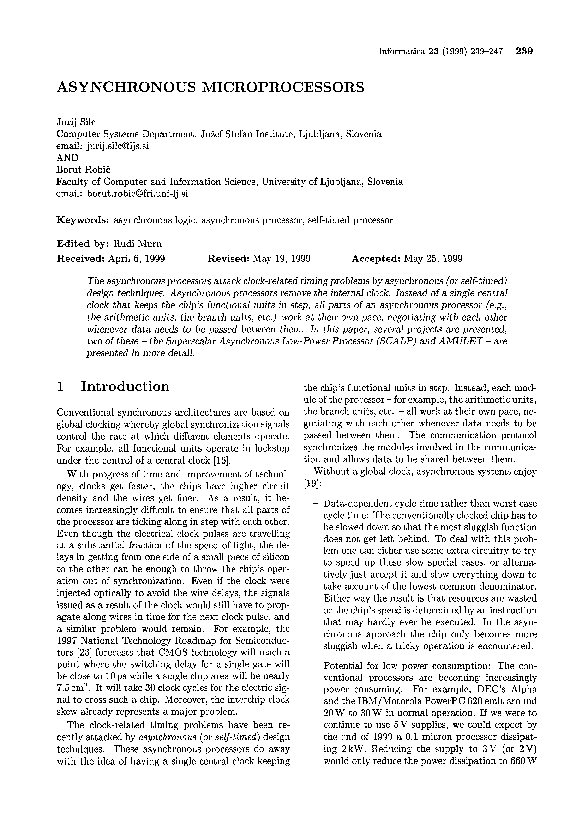 (PDF) Asynchronous Microprocessors