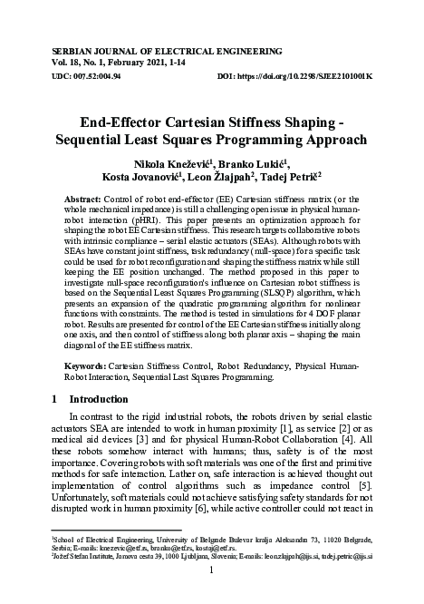 (PDF) End-effector Cartesian stiffness shaping - sequential least ... (PDF) End-effector Cartesian stiffness shaping - sequential least ...