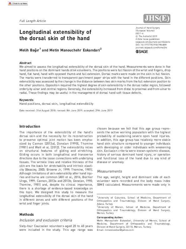 (PDF) Longitudinal extensibility of the dorsal skin of the hand | Dhrumil Shah - Academia.edu