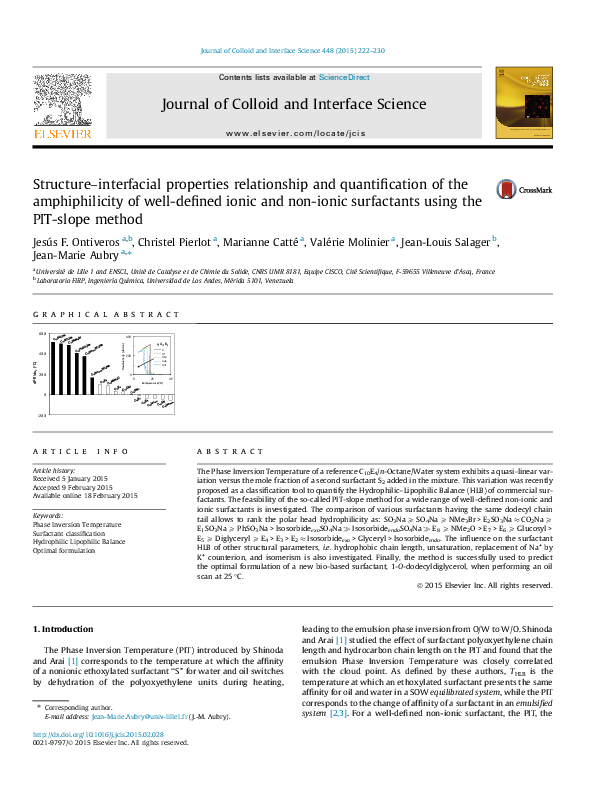(PDF) Structure–interfacial properties relationship and quantification ...