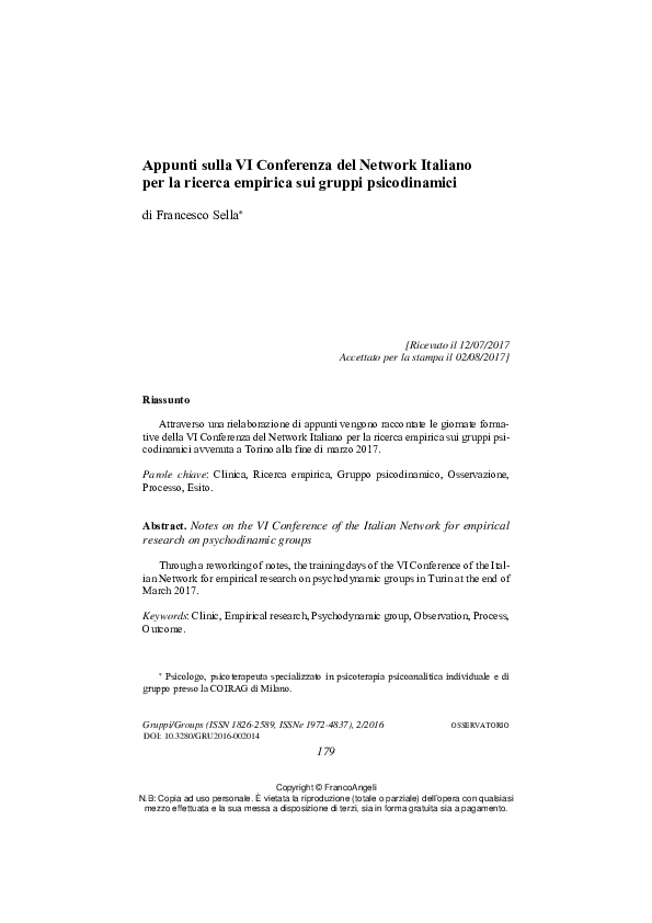 (PDF) Appunti sulla VI Conferenza del Network Italiano per la ricerca ...