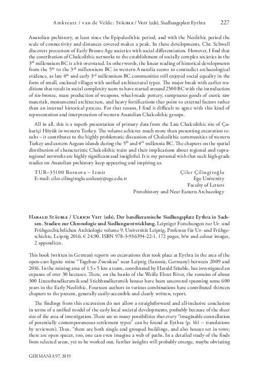 (PDF) Harald Stäuble / Ulrich Veit (eds), Der bandkeramische ...