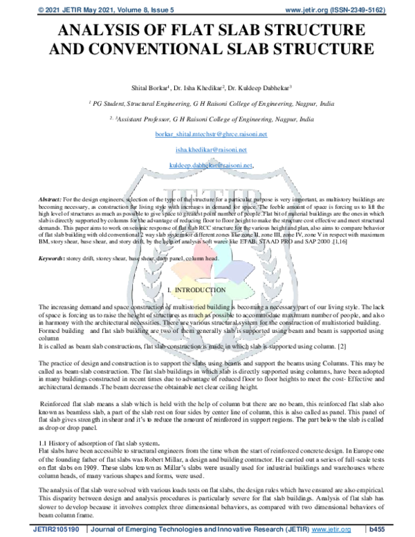 (PDF) Analysis of Flat Slab Structure and Conventional Slab Structure
