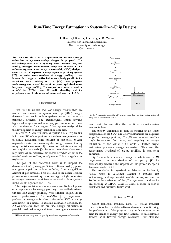 (PDF) Run-time energy estimation in system-on-a-chip designs | c steger ...