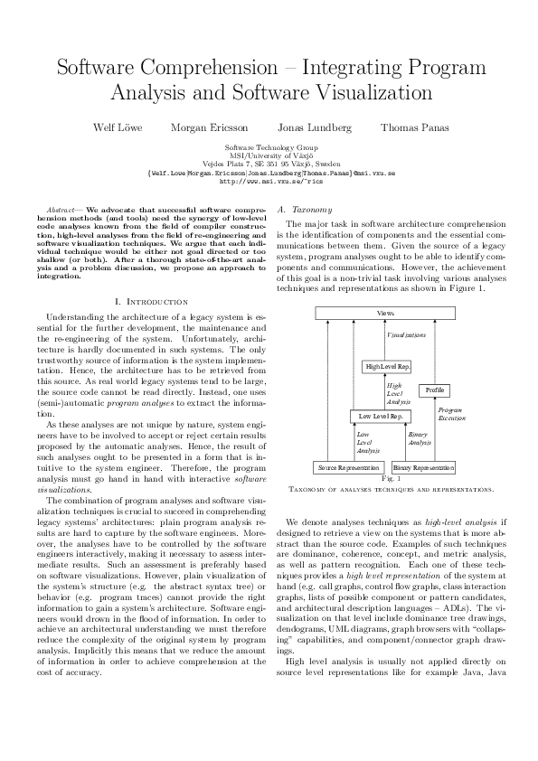 Pdf Software Comprehension Integrating Program Analysis And Software Visualization Morgan