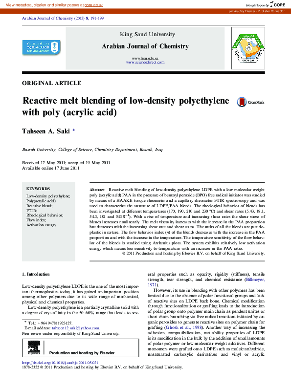 (PDF) Reactive melt blending of low-density polyethylene with poly ...