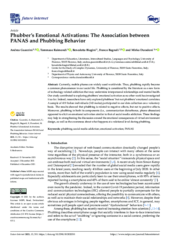 (PDF) Phubber’s Emotional Activations: The Association between PANAS ...