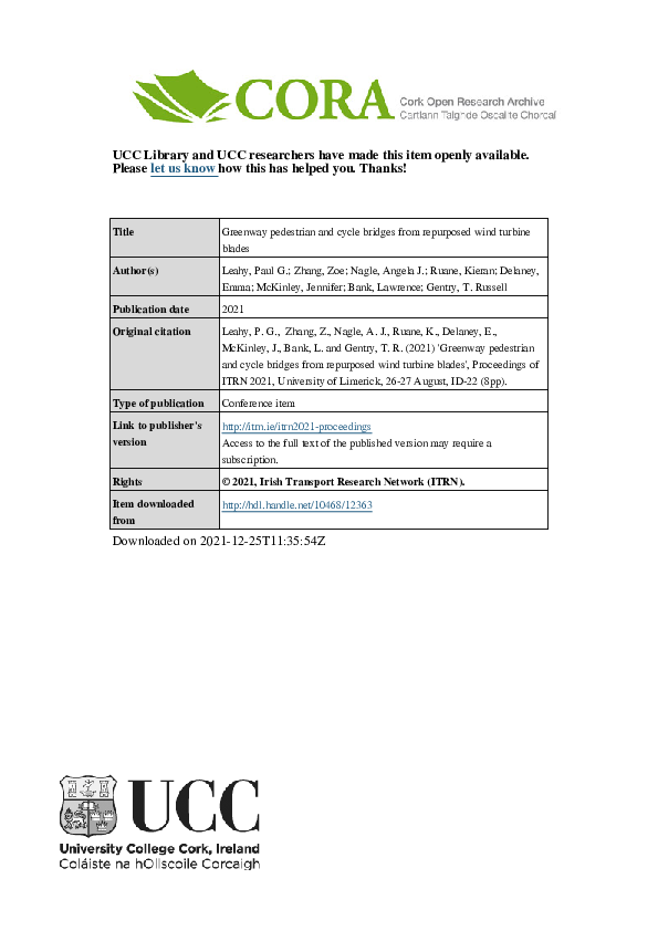 (PDF) Greenway pedestrian and cycle bridges from repurposed wind ...